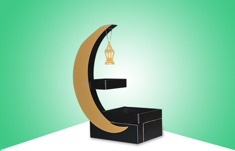 Eye-catching Cardboard Display Moon Shape Model With Shelf for Selling ...